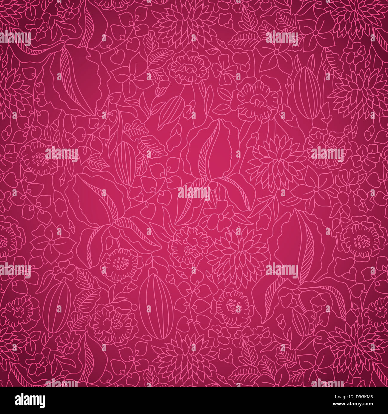 Hand drawing pink floral pattern Stock Photo - Alamy