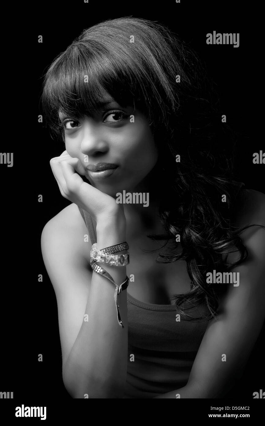 Black Female Modeling For Her Portfolio Stock Photo - Alamy