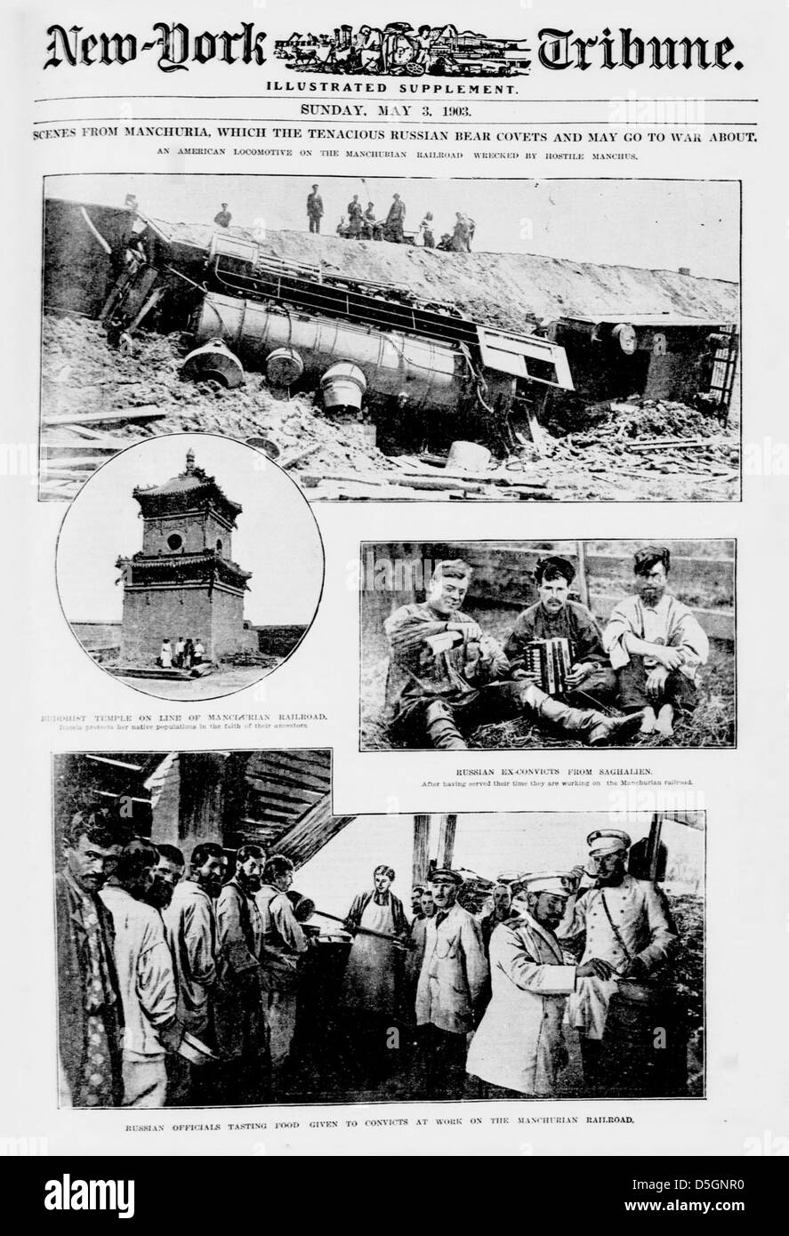 A historical image depicting scenes from Manchuria, illustrating Russia ...