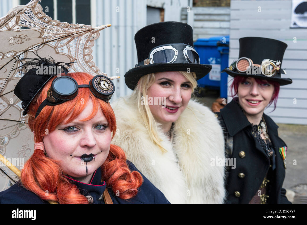 Three female steampunks Stock Photo - Alamy