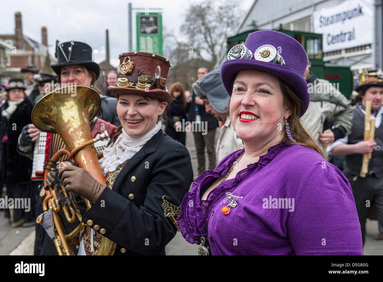 Steampunk Morris musicians at Chatham Historic Dockyard Stock Photo - Alamy