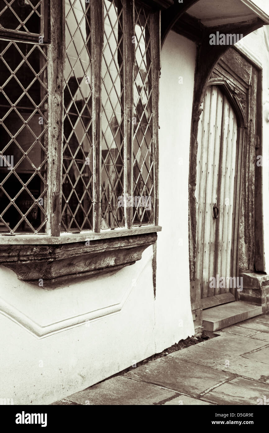 Window and door of a medieval english cottage Stock Photo - Alamy