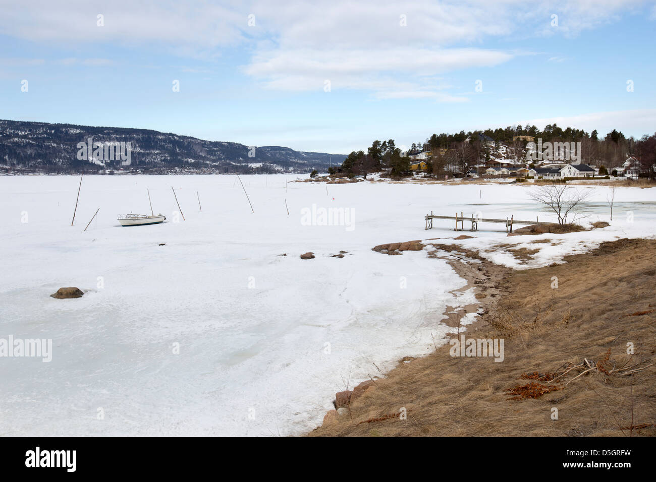 Frozen water in Sande, Oslo Fjord, Norway Stock Photo - Alamy
