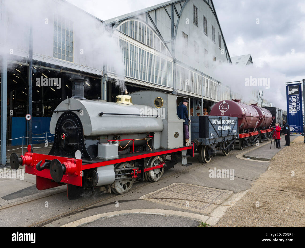 A steam locomotive operating in Chatham Historic Dockyard Stock Photo ...