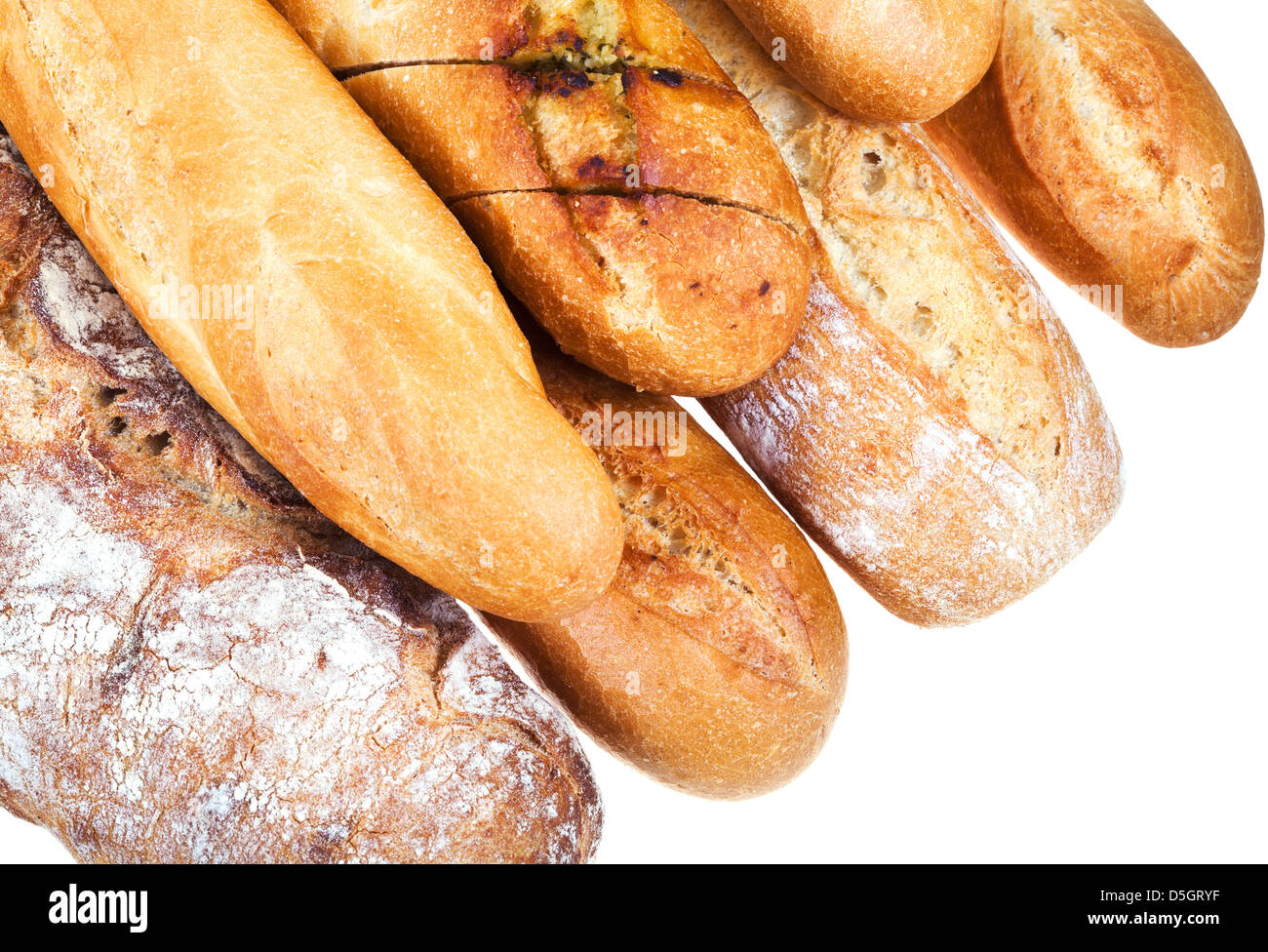 fresh baked loaves of bread isolated on white background Stock Photo ...