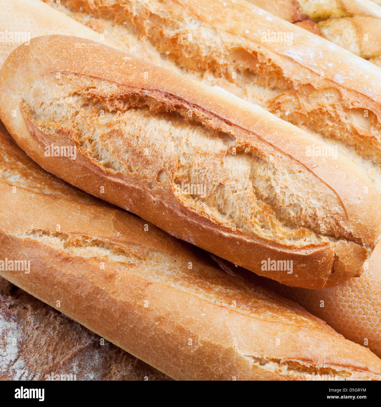 fresh baked loaves of bread close up Stock Photo - Alamy