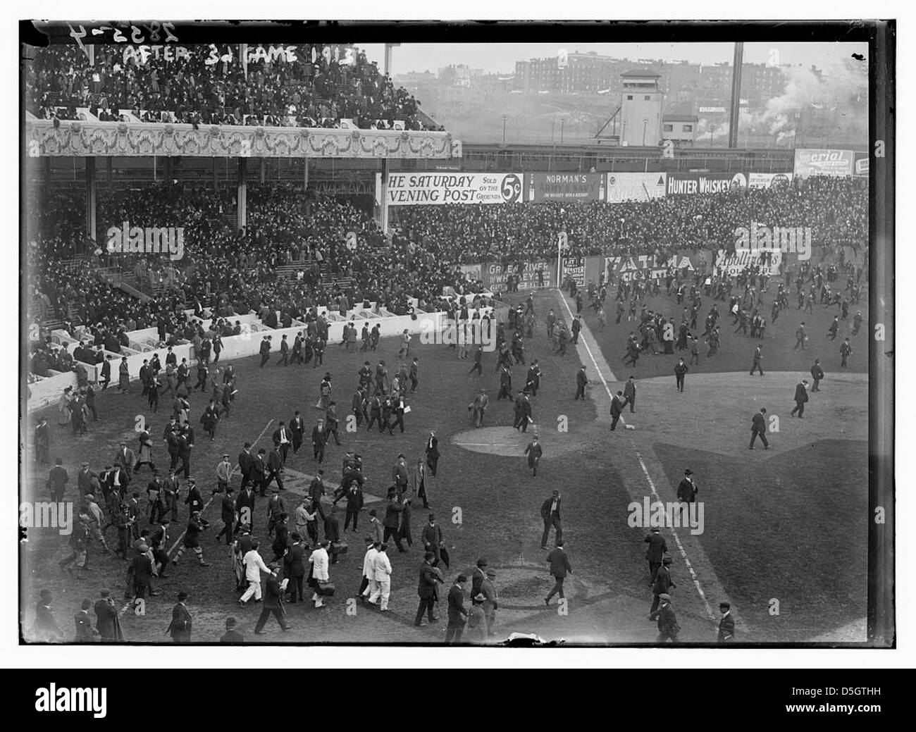 A historic image capturing the aftermath of the third game of the 1913 ...