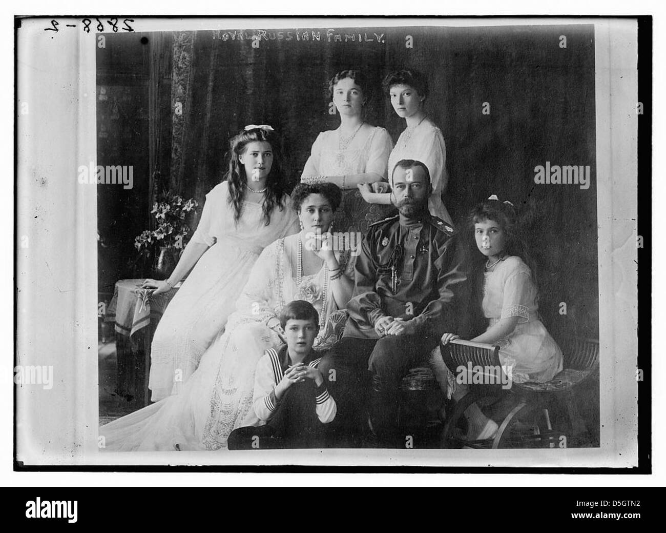 This historical photograph shows the Royal Russian family, the Romanovs ...