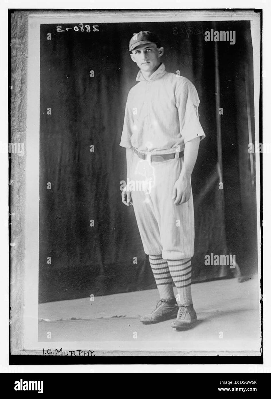 This photograph shows I.G. Murphy, a baseball player, captured in a ...