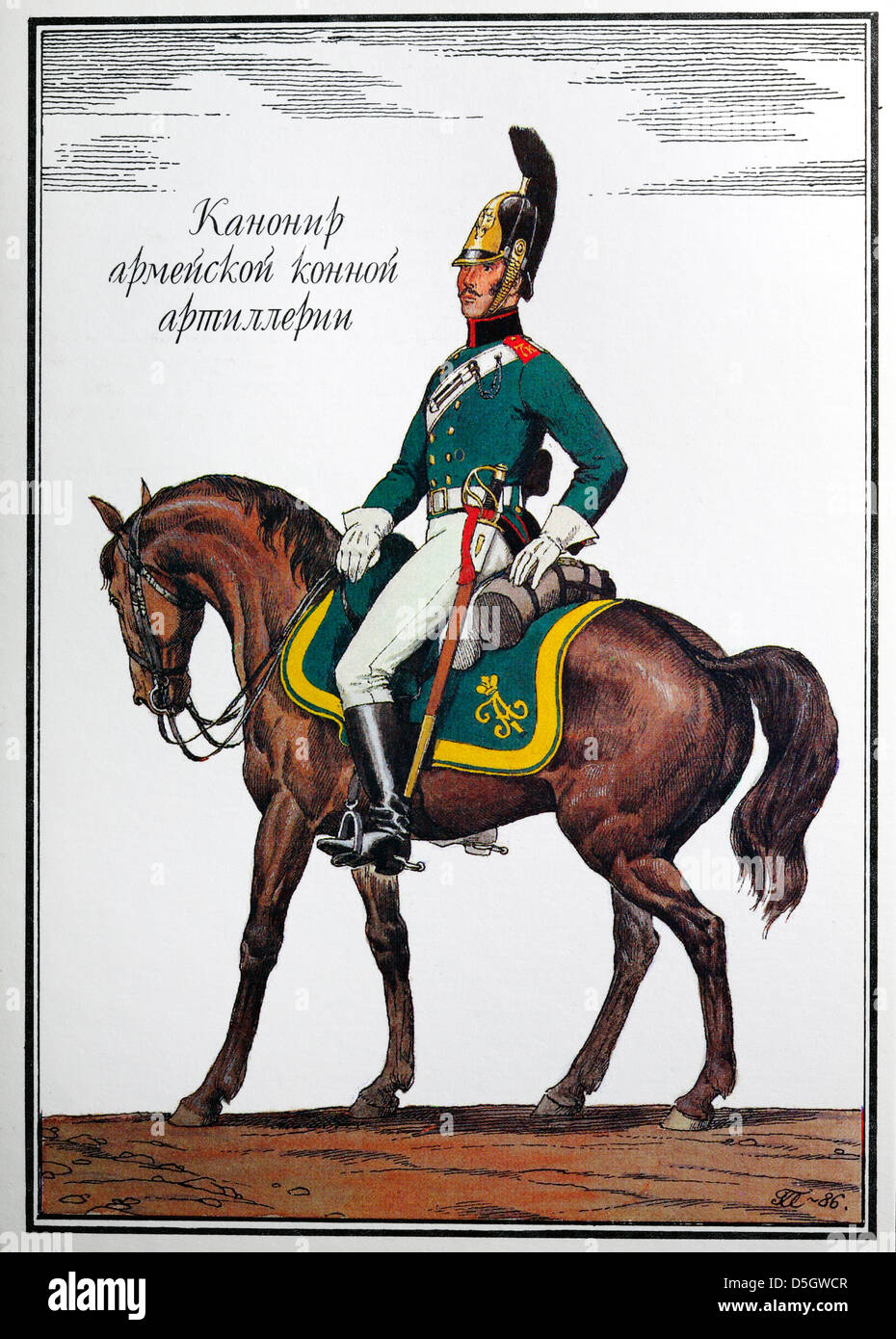 Uniform of gunner field artillery of Russian army (1812), postcard ...