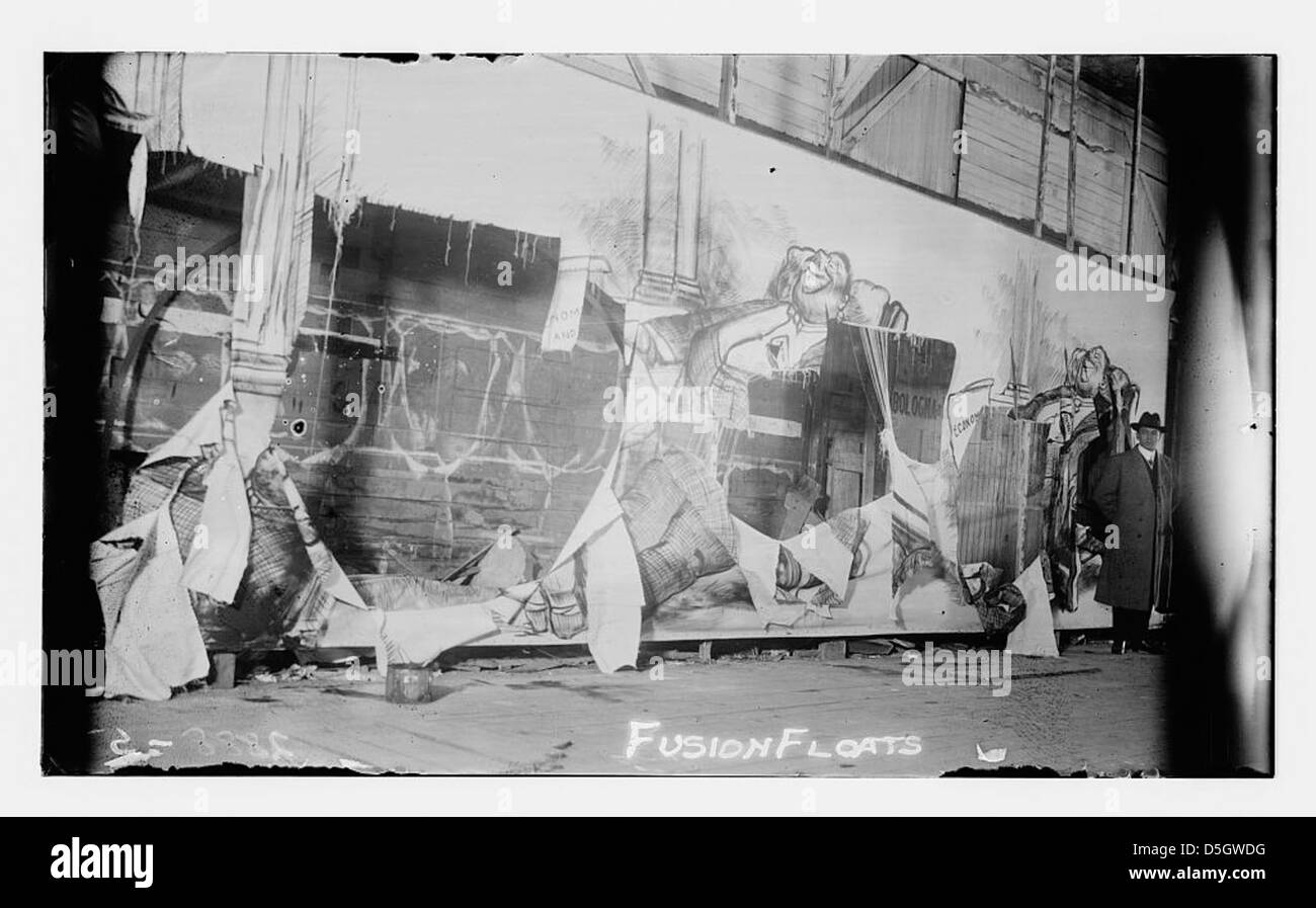 Fusion Party floats, likely used during a political or celebratory ...