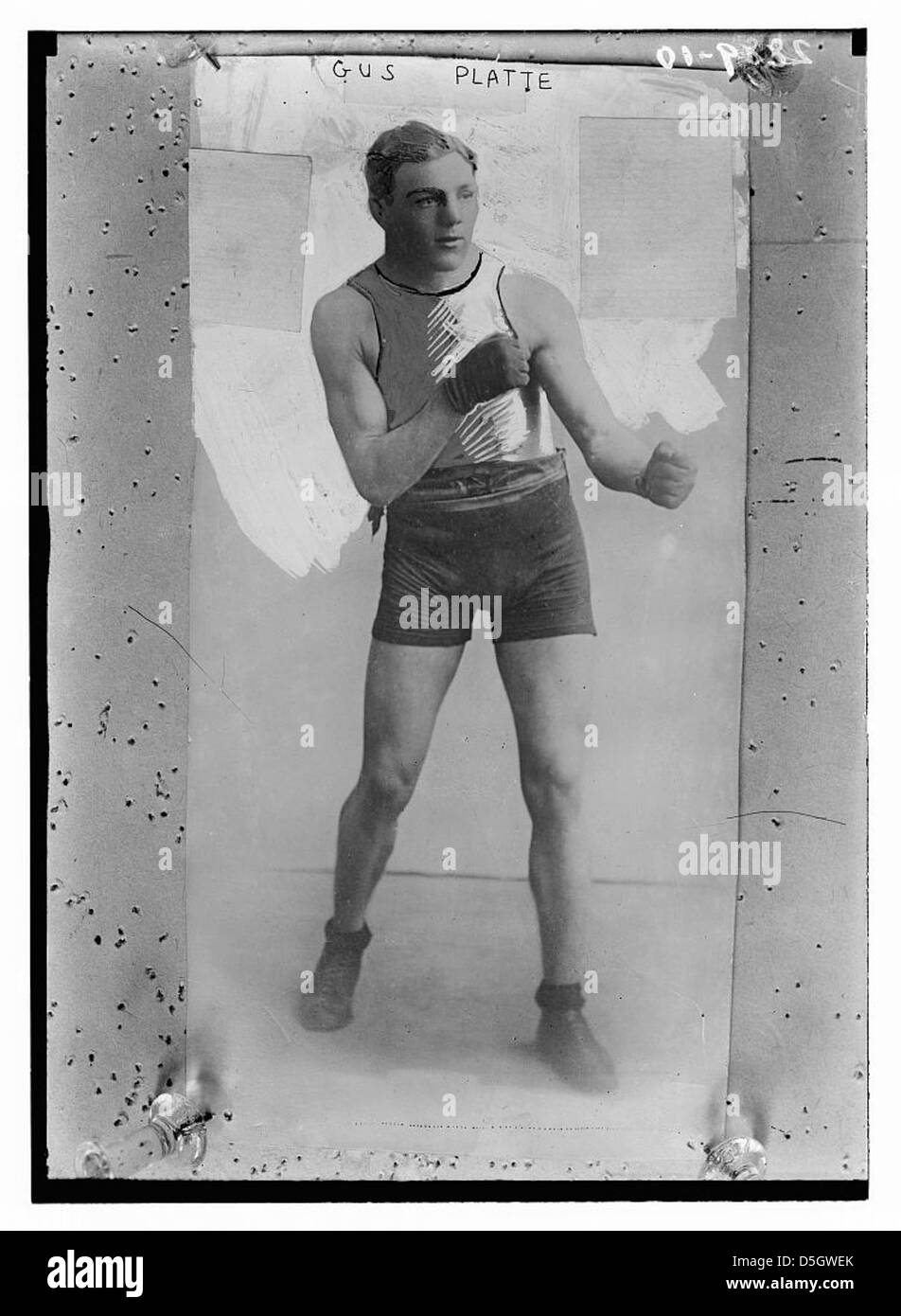 Gus Platte, an athlete and boxer, is pictured in a classic boxing pose ...