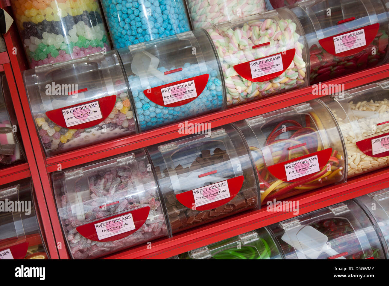 Shop Counter display with Jars and trays of Pick & Mix Sweets Stock ...