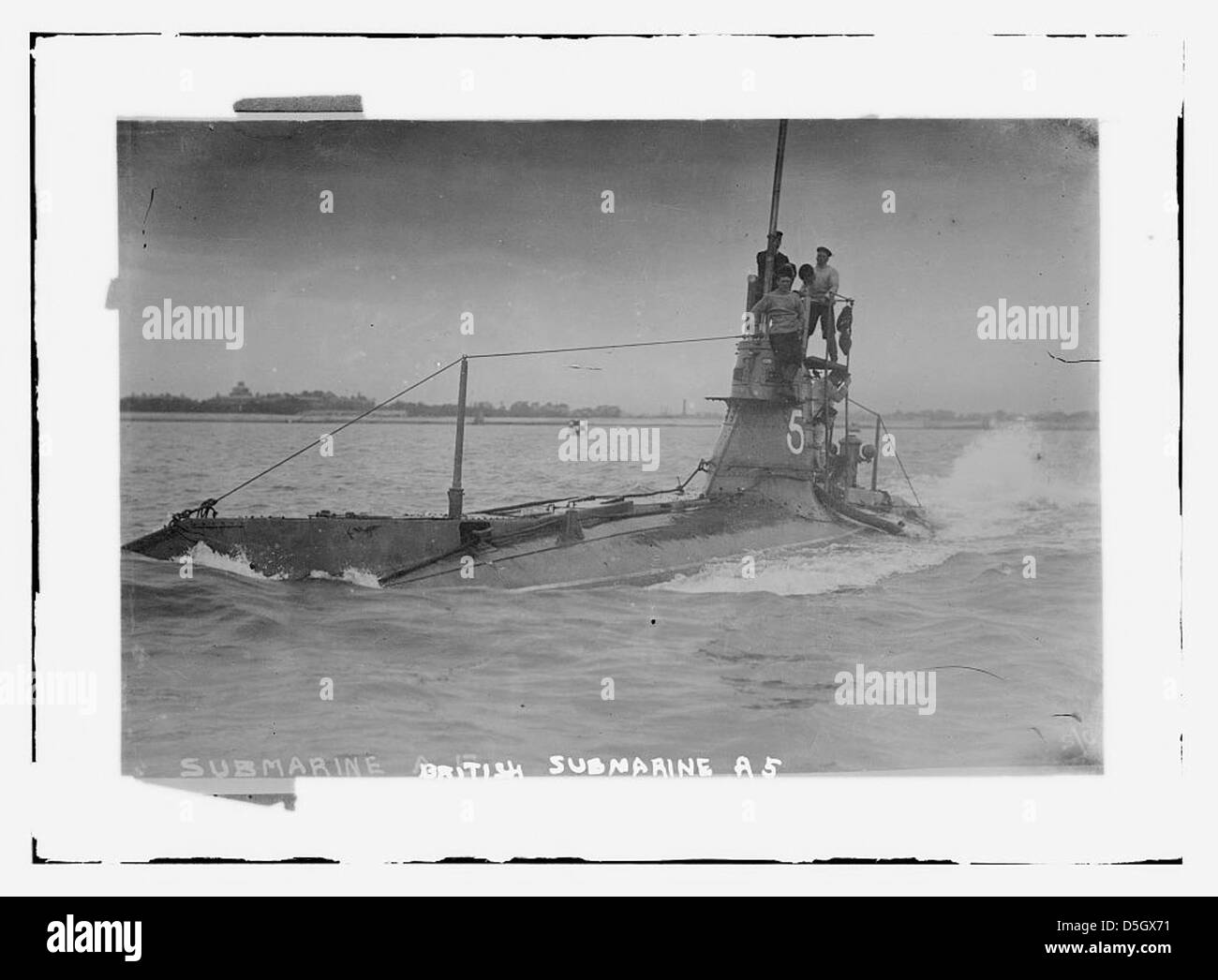 The British submarine HMS A5, part of the A-class boats of the Royal ...