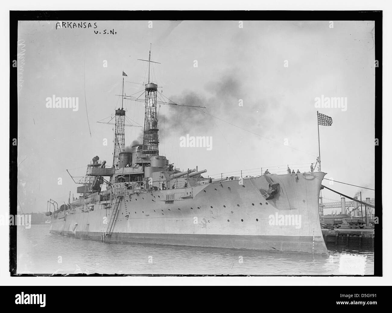 The USS Arkansas (BB-33), a Wyoming-class battleship, is shown in this ...