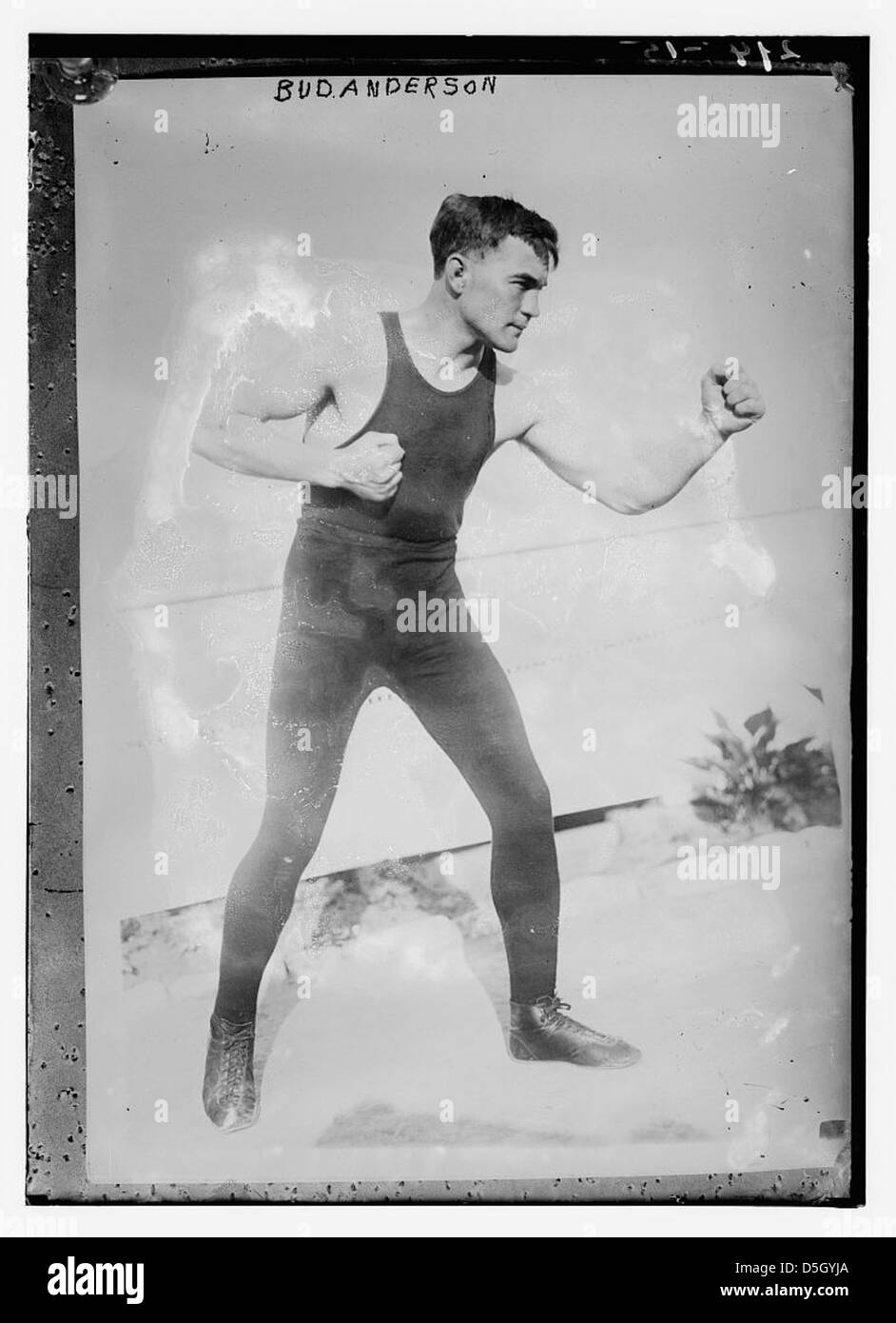 A photograph of Bud Anderson, a boxer, capturing a moment from his ...