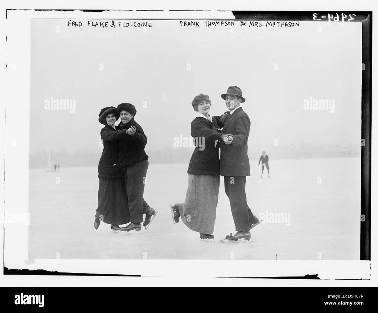Fred Flake, Flo Coine, Frank Thompson, and Mrs. Matheson are shown ice ...
