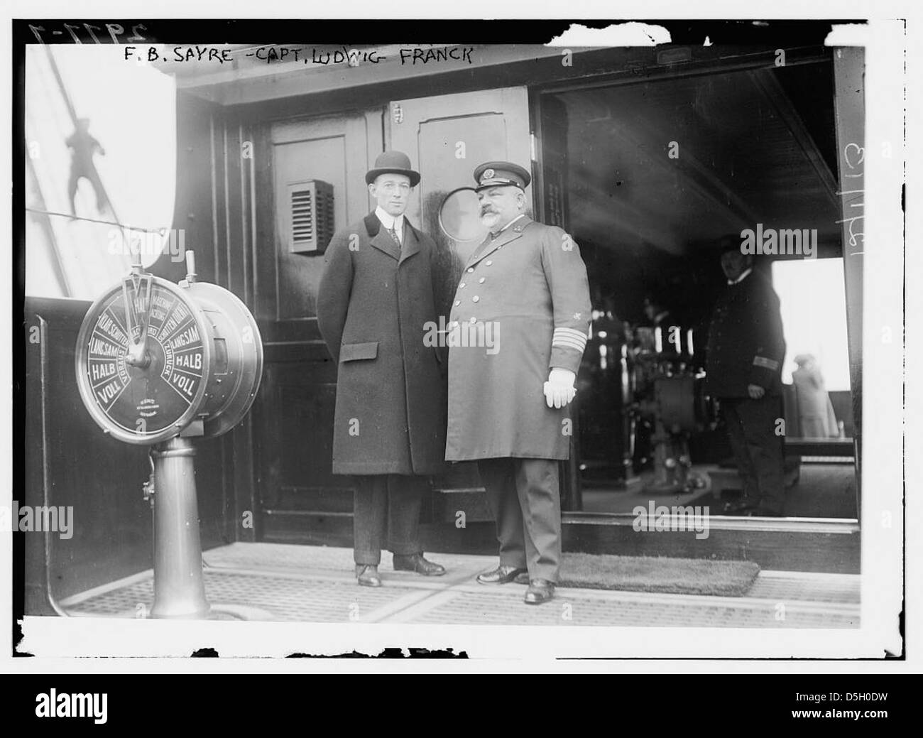 This photograph shows Capt. Ludwig Franck and F.B. Sayre aboard the AG ...