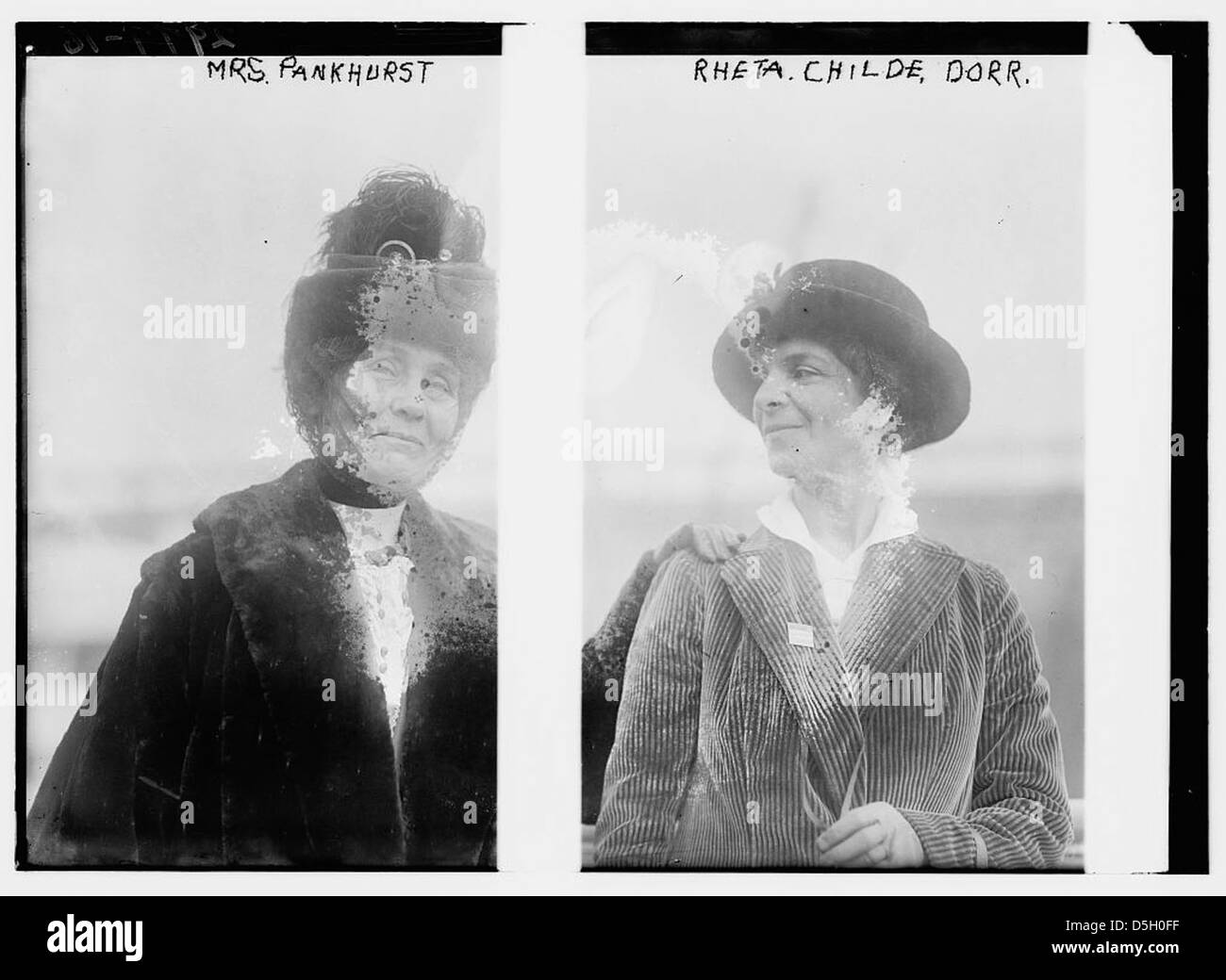 This black-and-white portrait features Emmeline Pankhurst, a prominent ...