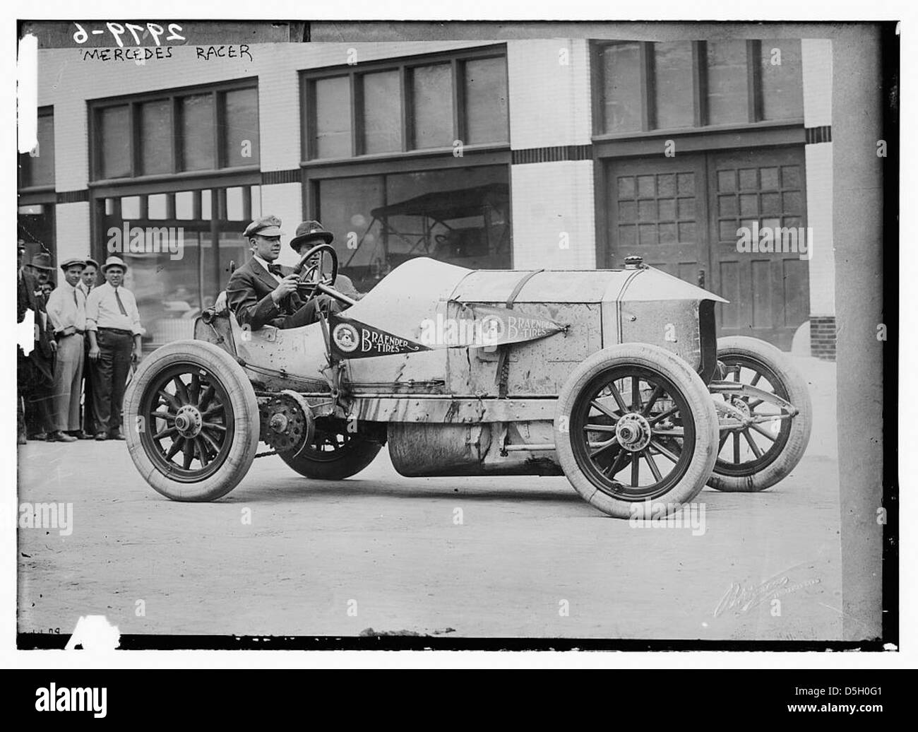 This photograph captures a Mercedes race car during the Vanderbilt Cup ...