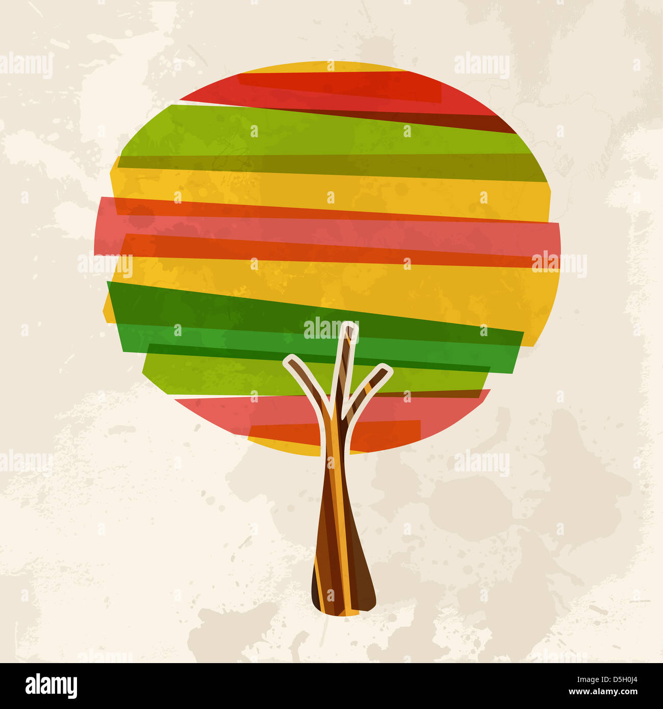 One multicolored transparent banded tree over grunge background. EPS10 ...