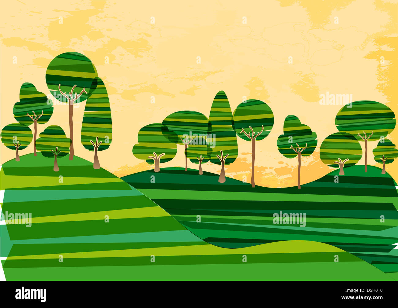 Multicolored transparent banded forest countryside. EPS10 file version ...