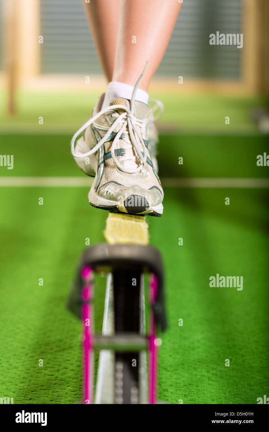 Woman training slackline in hi-res stock photography and images - Alamy