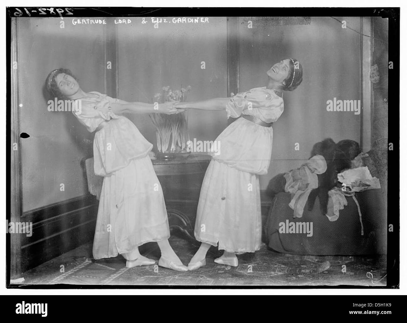 Gertrude Lord and Elizabeth Gardiner are photographed dancing during a ...