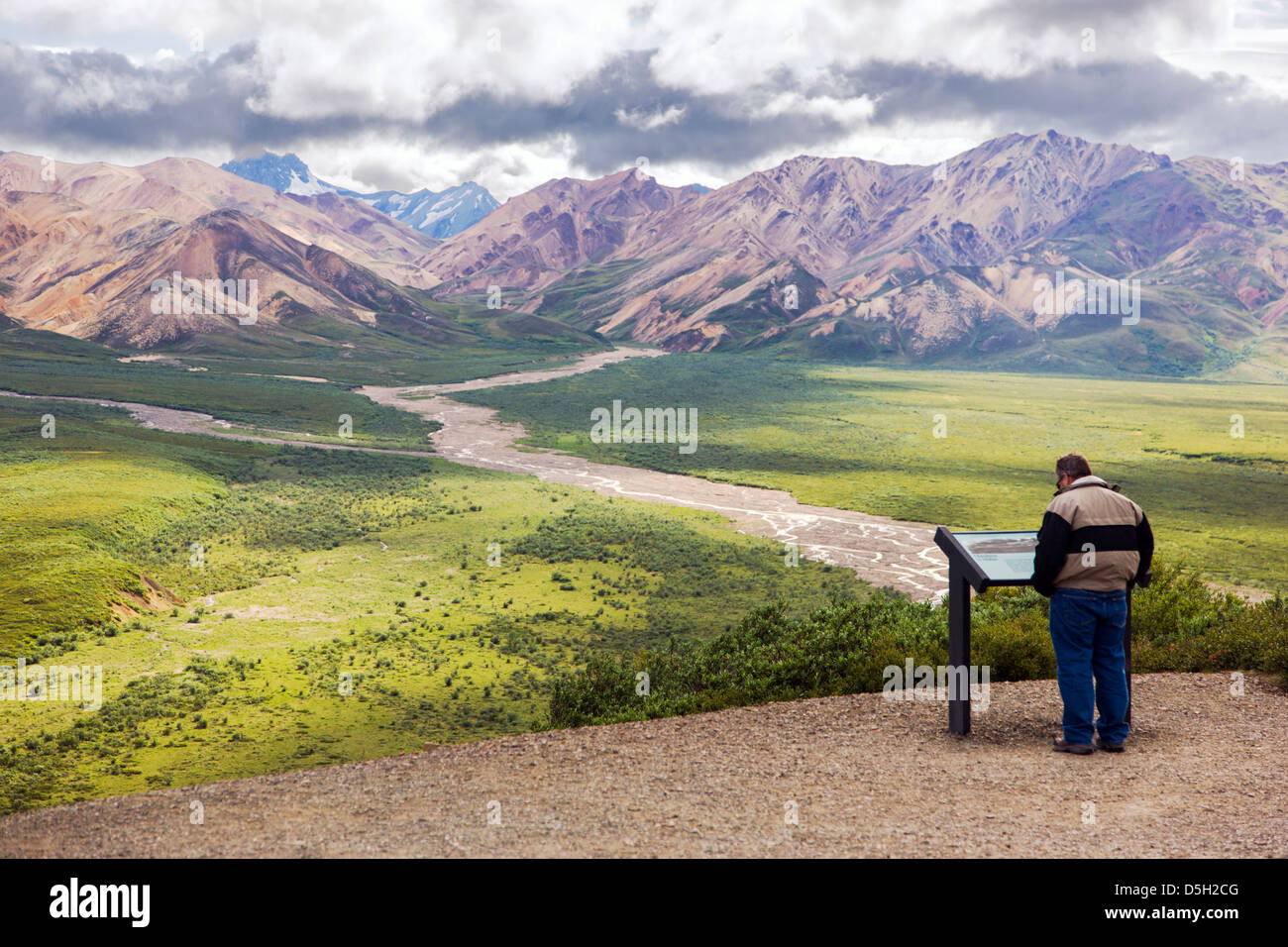 Park visitors enjoying the view at Polychrome Overlook, Denali National ...