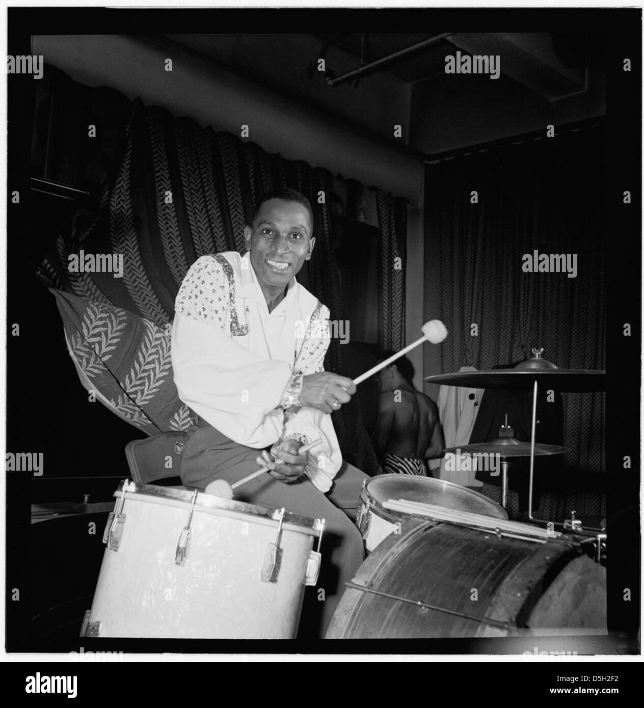 A portrait of Cozy Cole, a prominent jazz drummer, taken in New York ...
