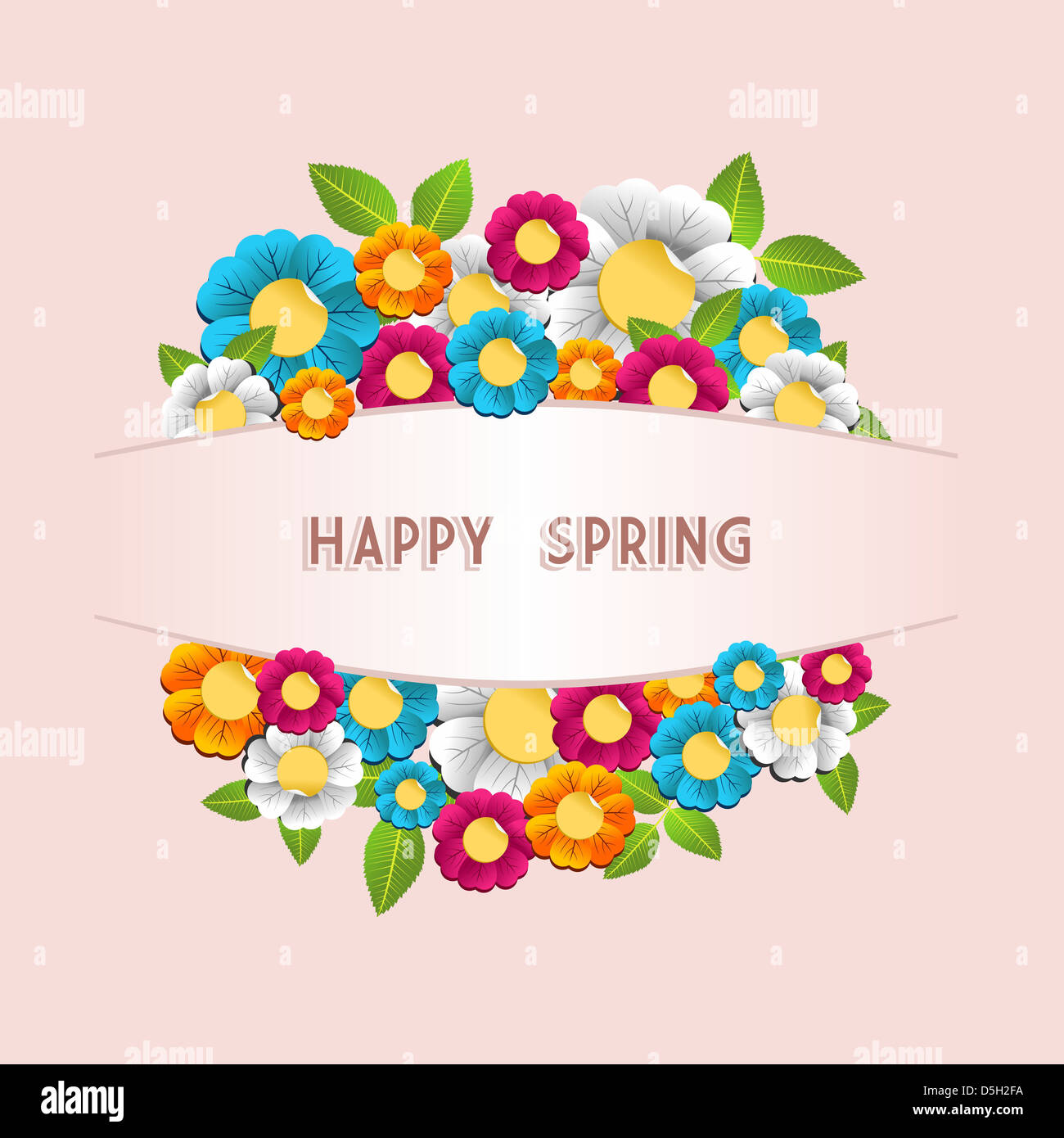 Colorful spring flower postcard background. Vector illustration layered ...