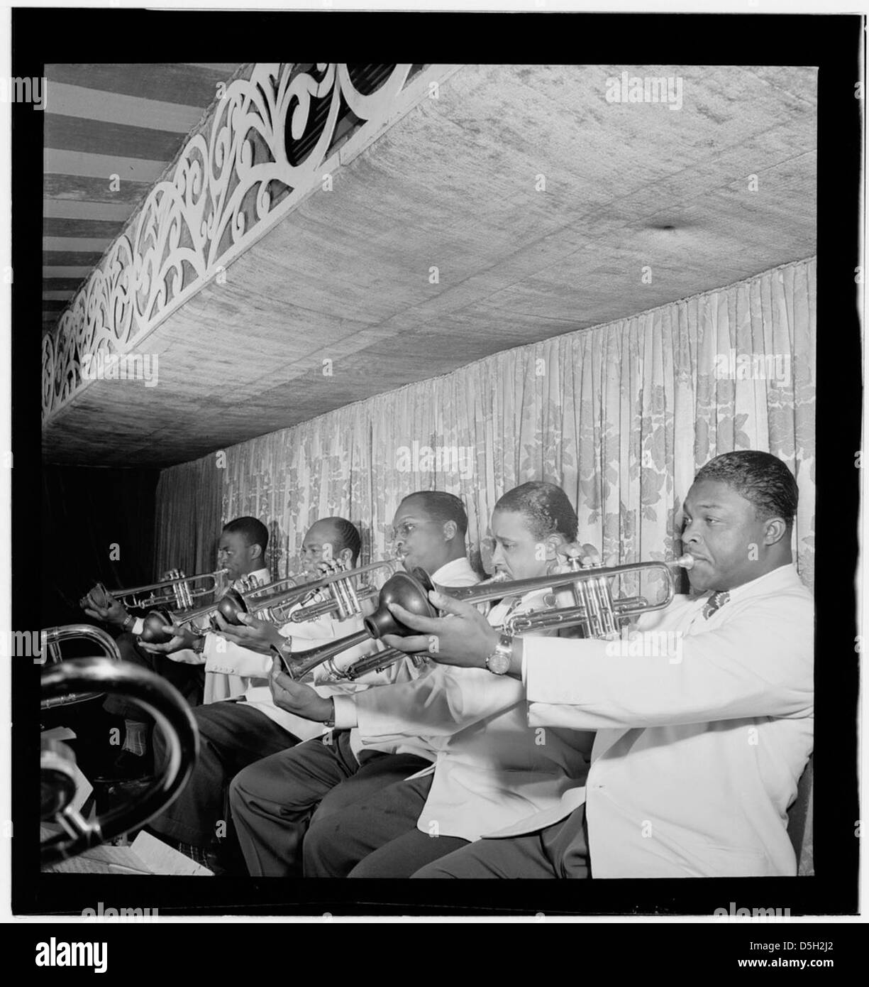 A portrait of jazz musicians Cat Anderson, Ray Nance, and possibly Taft ...