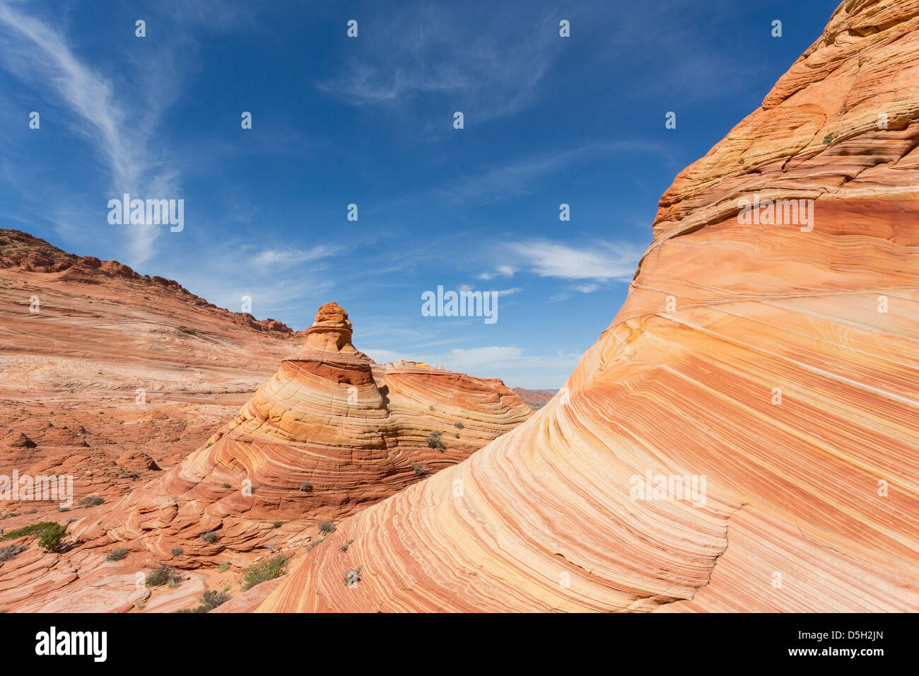 Buttes near the Wave - colorful sandstone rock formation located in the ...