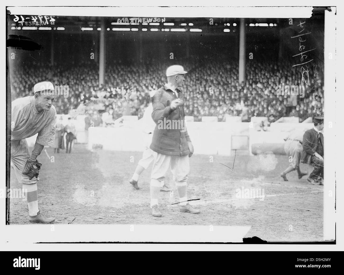 This photograph shows Jeff Tesreau and Christy Mathewson, both notable ...