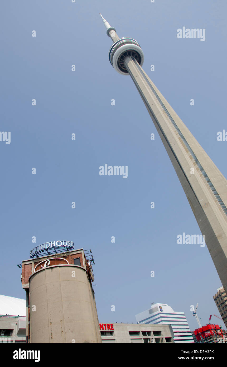 Canada, Ontario, Toronto. View of CN Tower from Roundhouse Park Stock ...