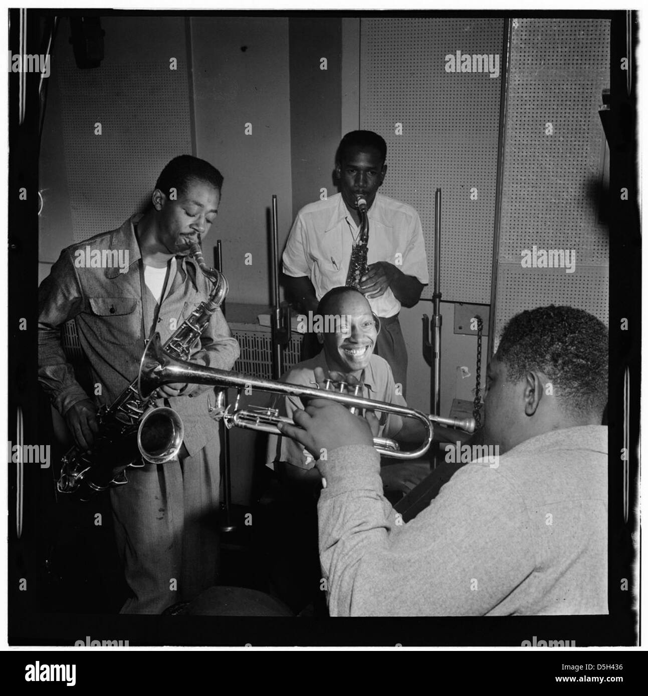 This portrait features jazz musicians Charlie Rouse, Tadd Dameron, Fats ...