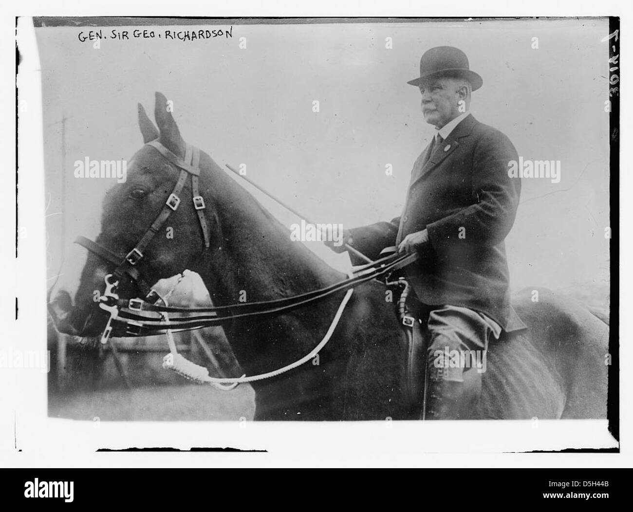 General Sir George Richardson is shown riding a horse in a historic ...