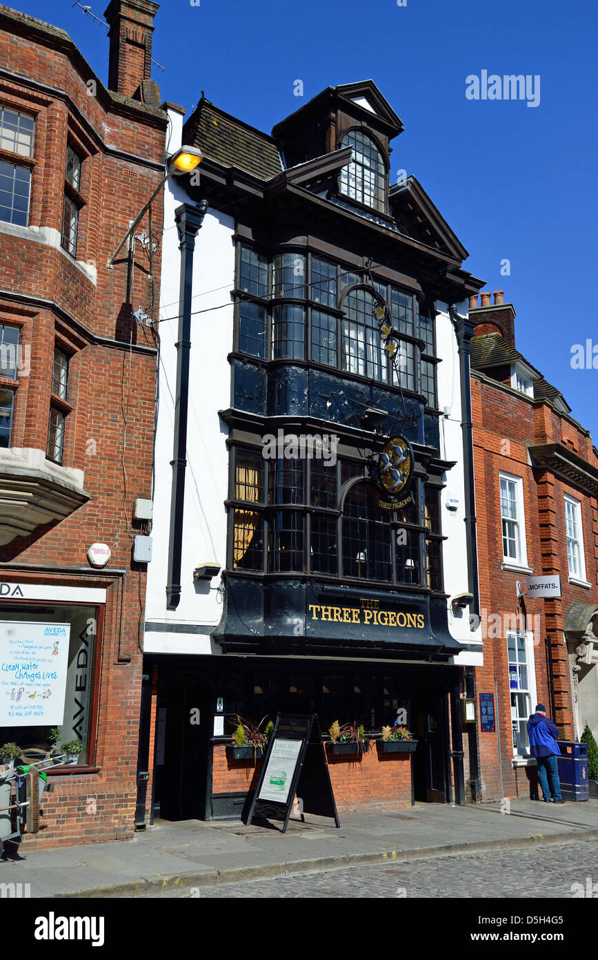 18th century Three Pigeons Inn, High Street, Guildford, Surrey, England ...