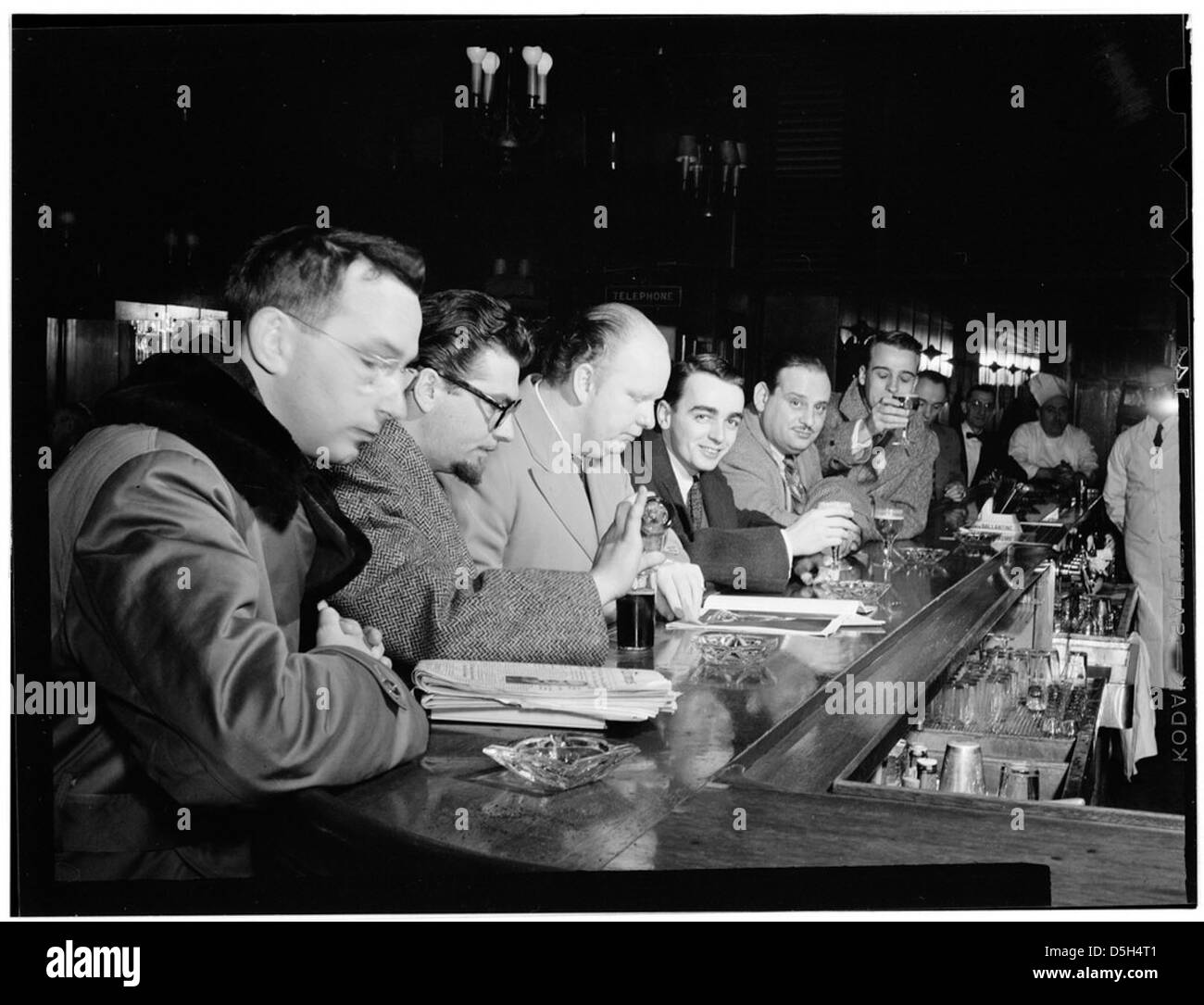 The photograph shows six prominent jazz arrangers—Eddie Sauter, George ...