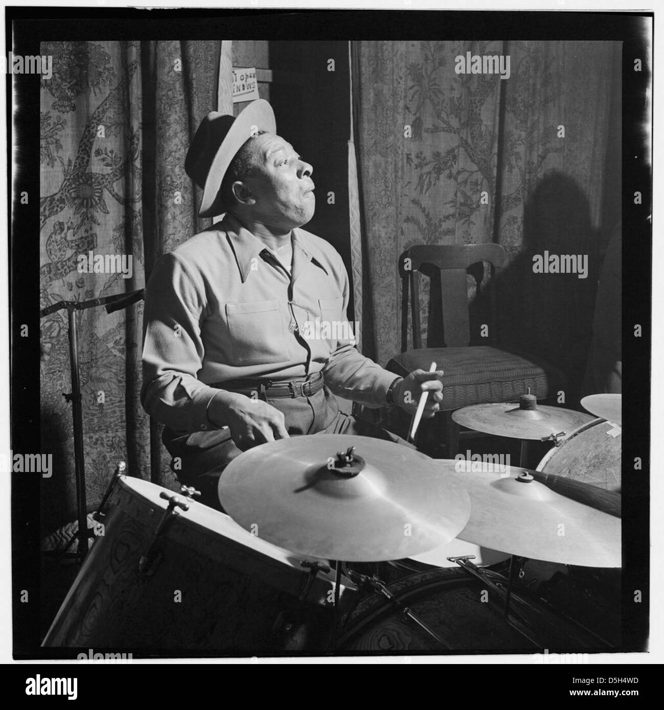 Drummer Sid Catlett is photographed in New York in March 1947. Known ...