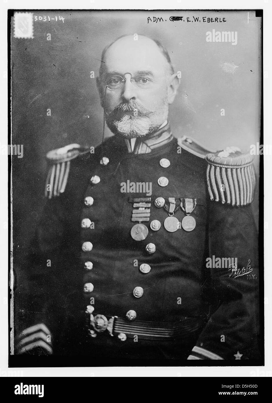 A portrait of Admiral Edward W. Eberle, a U.S. Navy officer, featuring ...