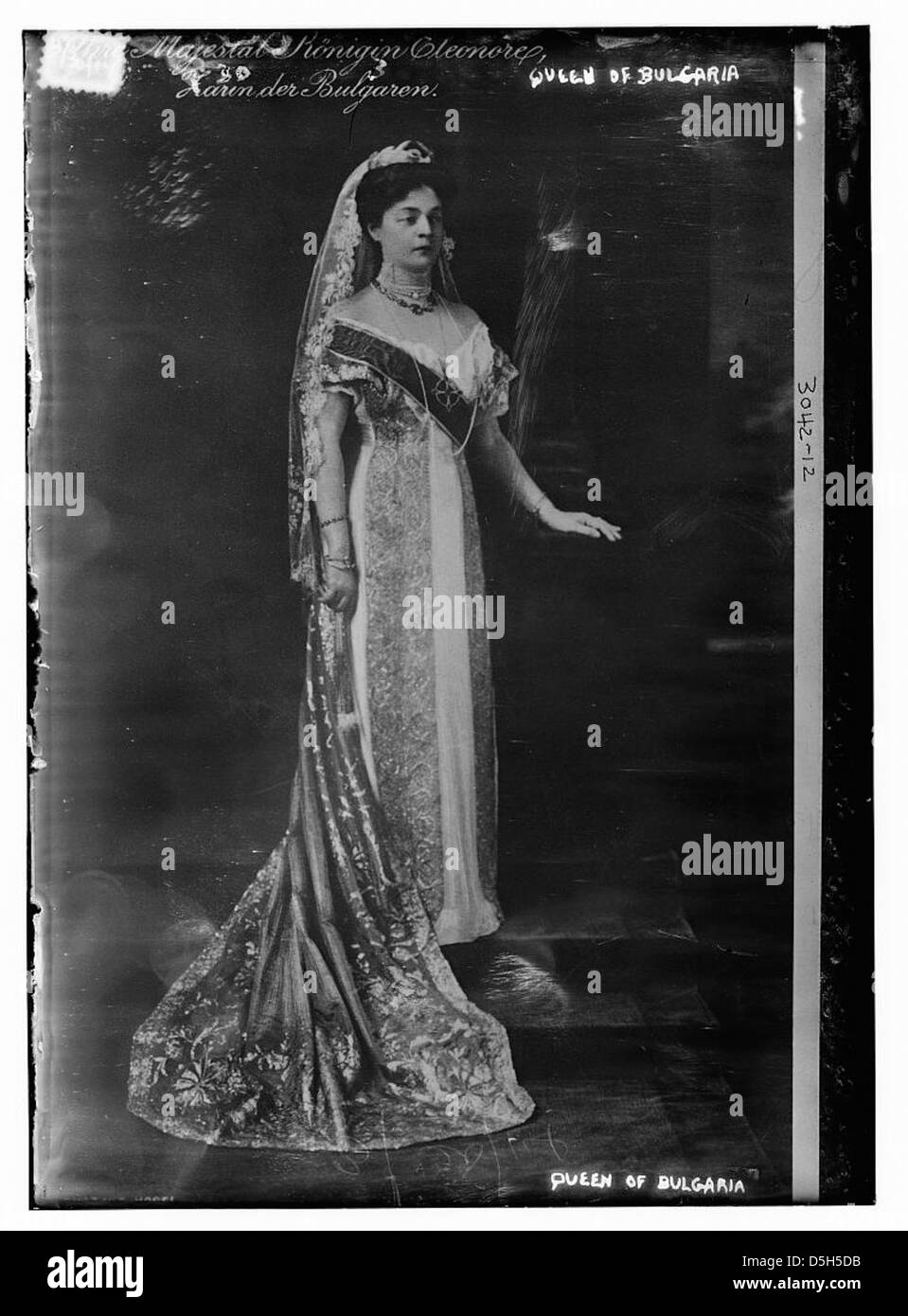 A portrait of the Queen of Bulgaria, highlighting the regal attire and ...