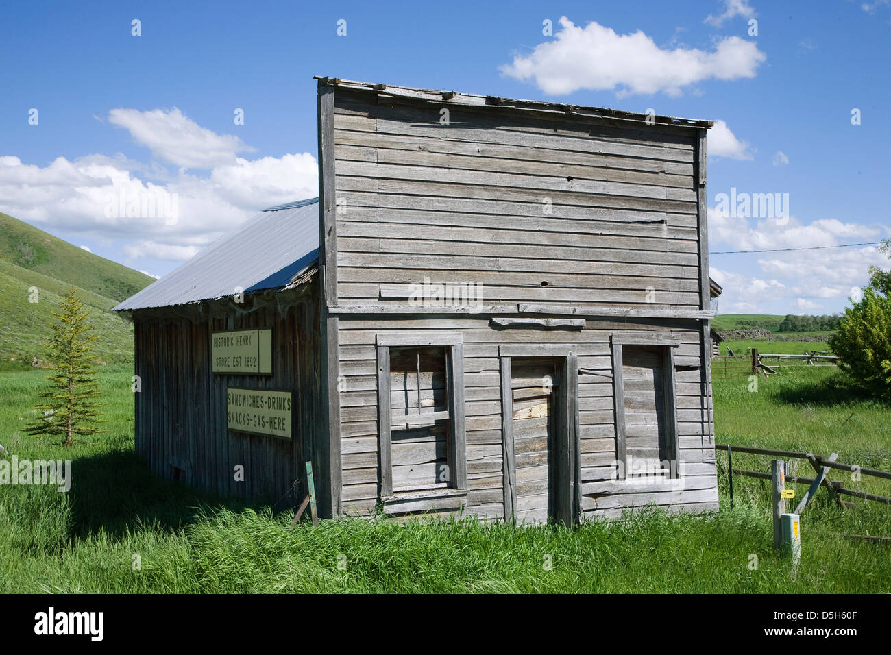 Deserted western storefront in Henry, Idaho, establshed in 1892 Stock ...