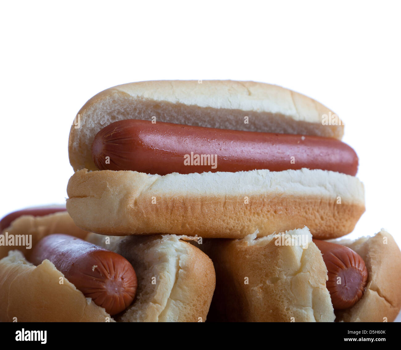 Stack of hot dogs on a white background Stock Photo - Alamy