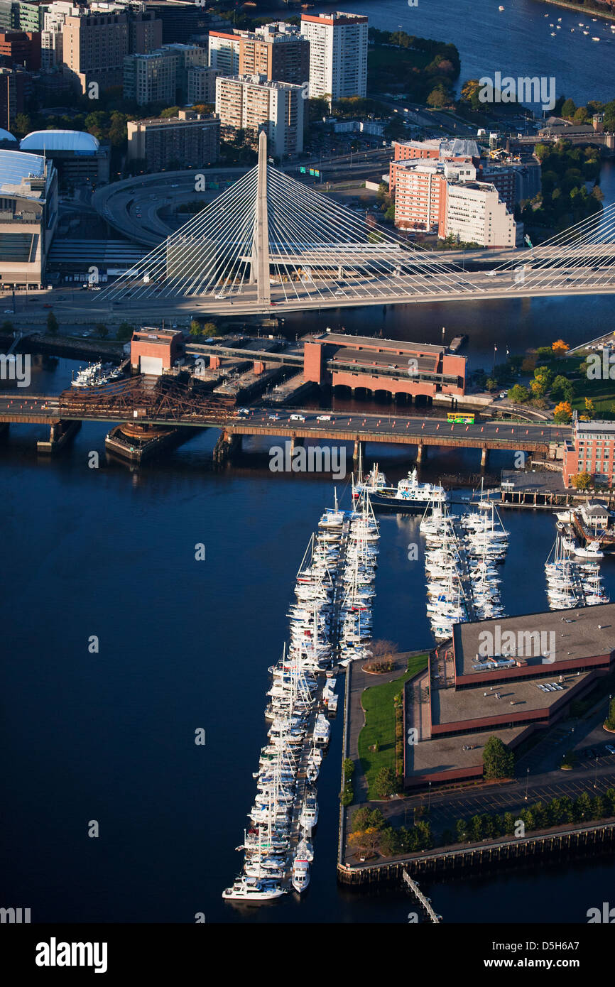 AERIAL morning view of harbor of Boston, MA Stock Photo - Alamy