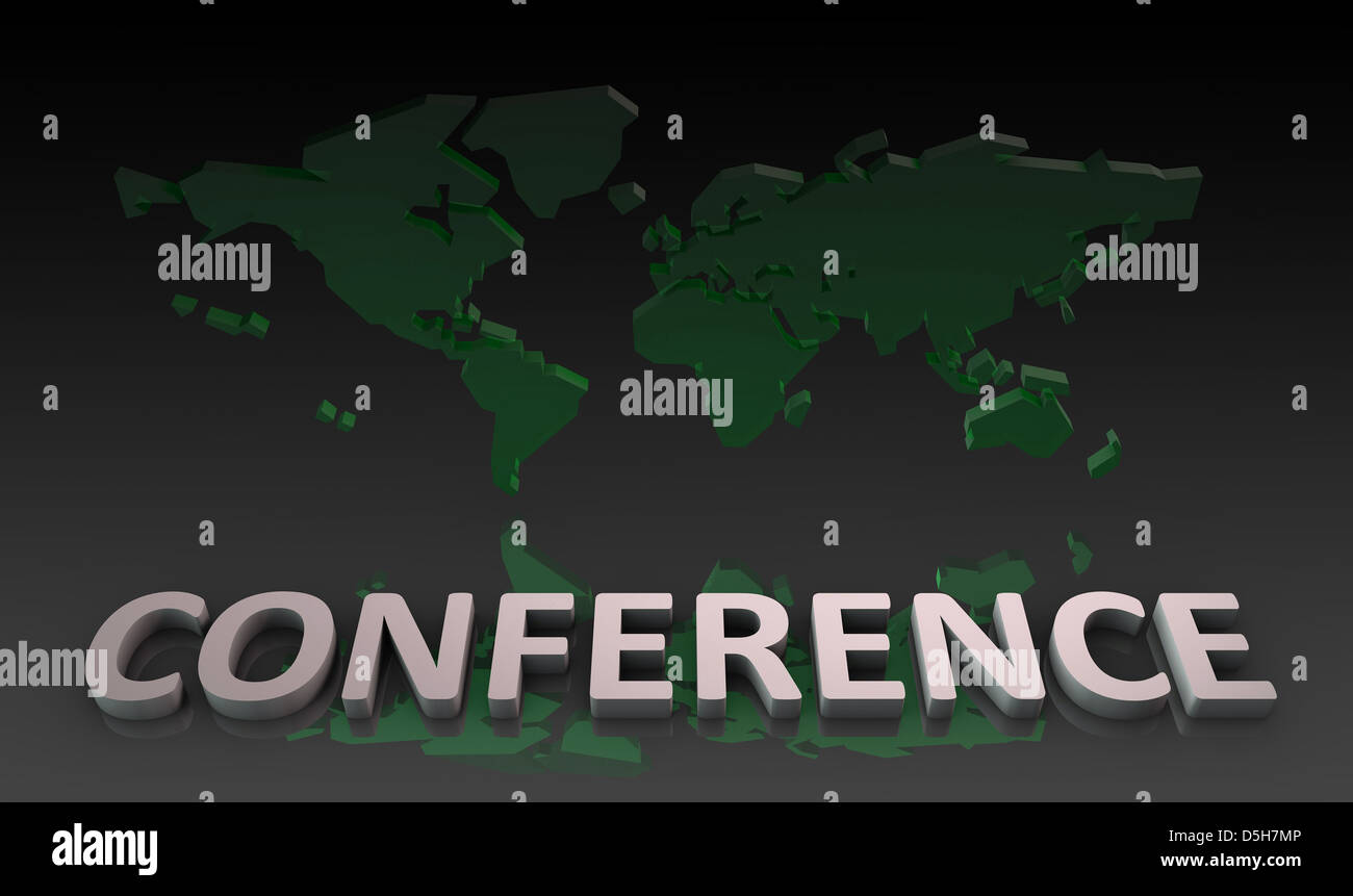 Global Conference with a World Map as Concept Stock Photo - Alamy