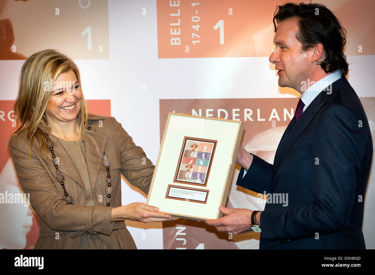 Dutch Princess Maxima receives a stamp sheet of '1001 Women' from Jan ...