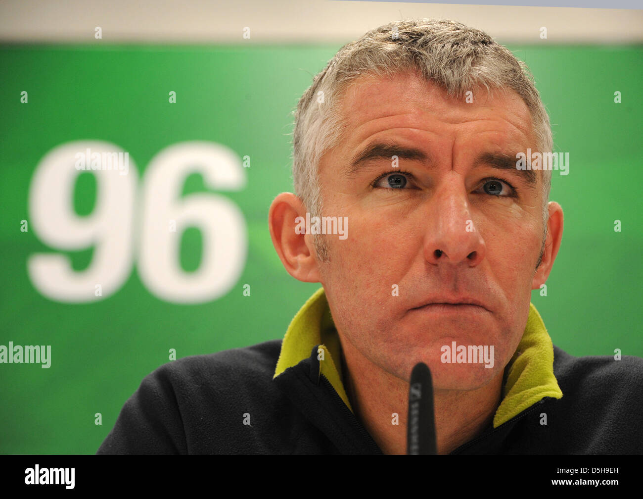 Mirko Slomka, coach of the German Bundesliga team Hanover 96, sits ...