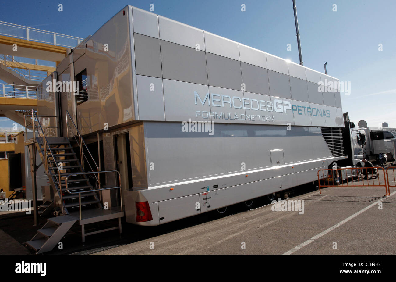 The motorhome of German Formula One team Mercedes Grand Prix at the ...