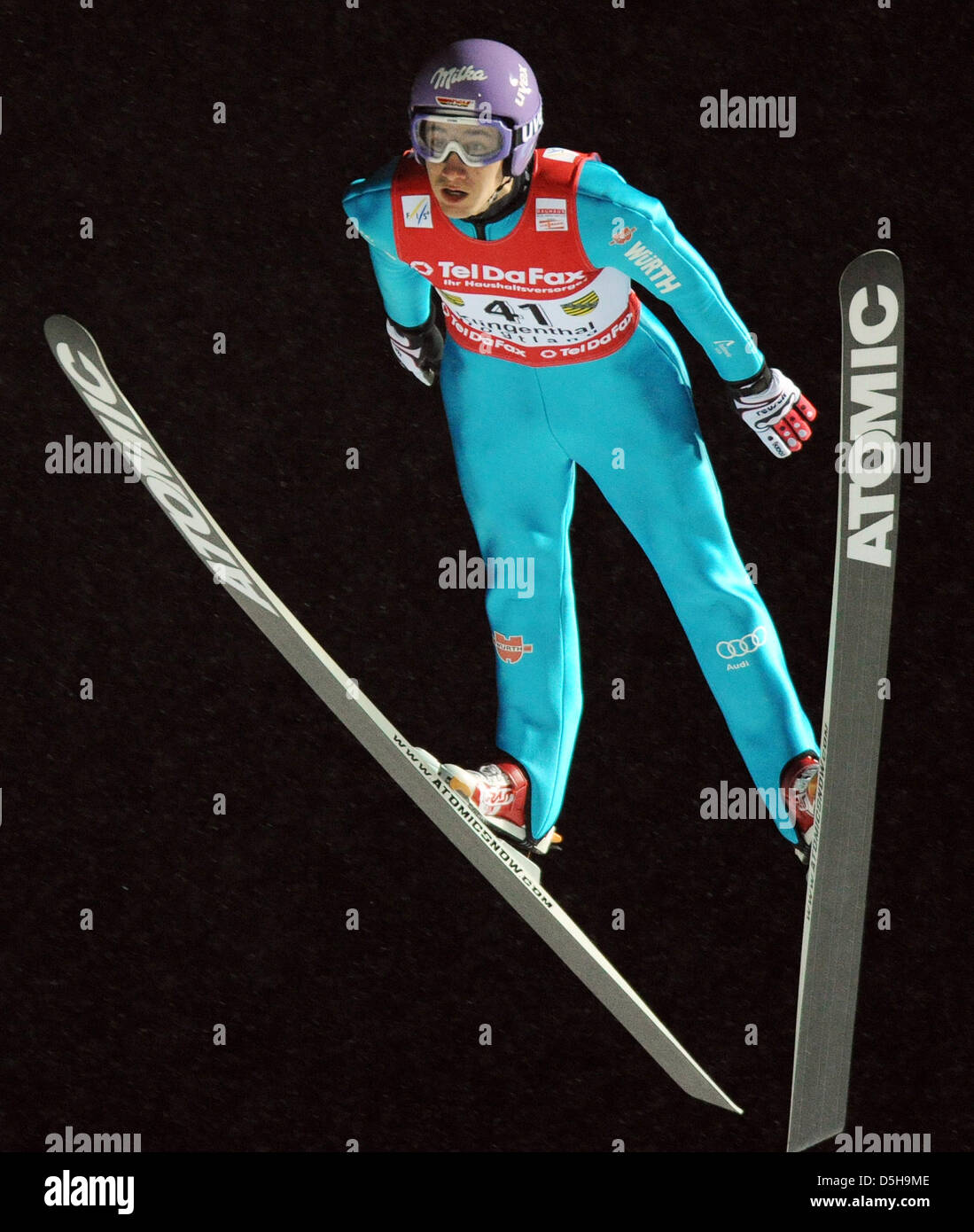 German Martin Schmidt is airborne during the large hill qualification ...